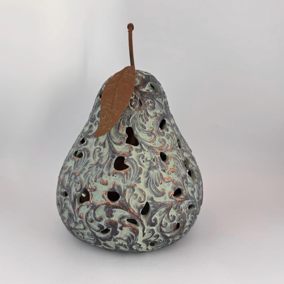 Large Ceramic Pear With Metal Stem and Leaf - Etsy