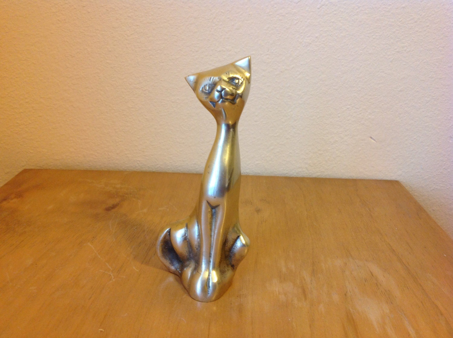 Brass Cat Figurine Siamese Cat Paperweight - Etsy