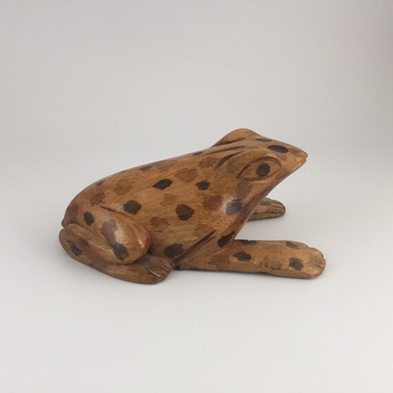 Carved Wood Frog With Painted Spots Hand Carved Wood Toad - Etsy