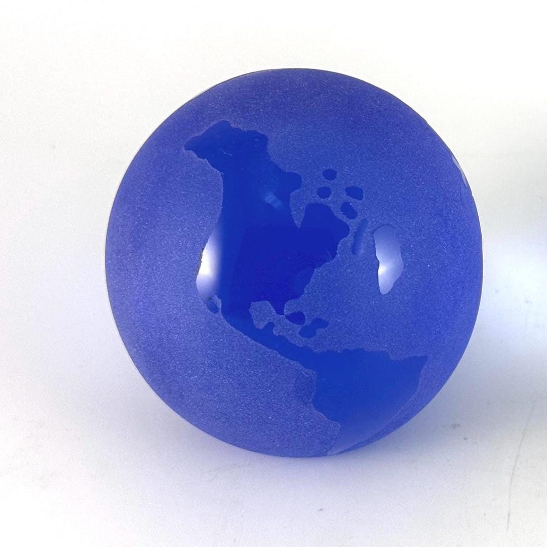 Cobalt Blue Frosted Glass Globe World Earth Paperweight - Etsy