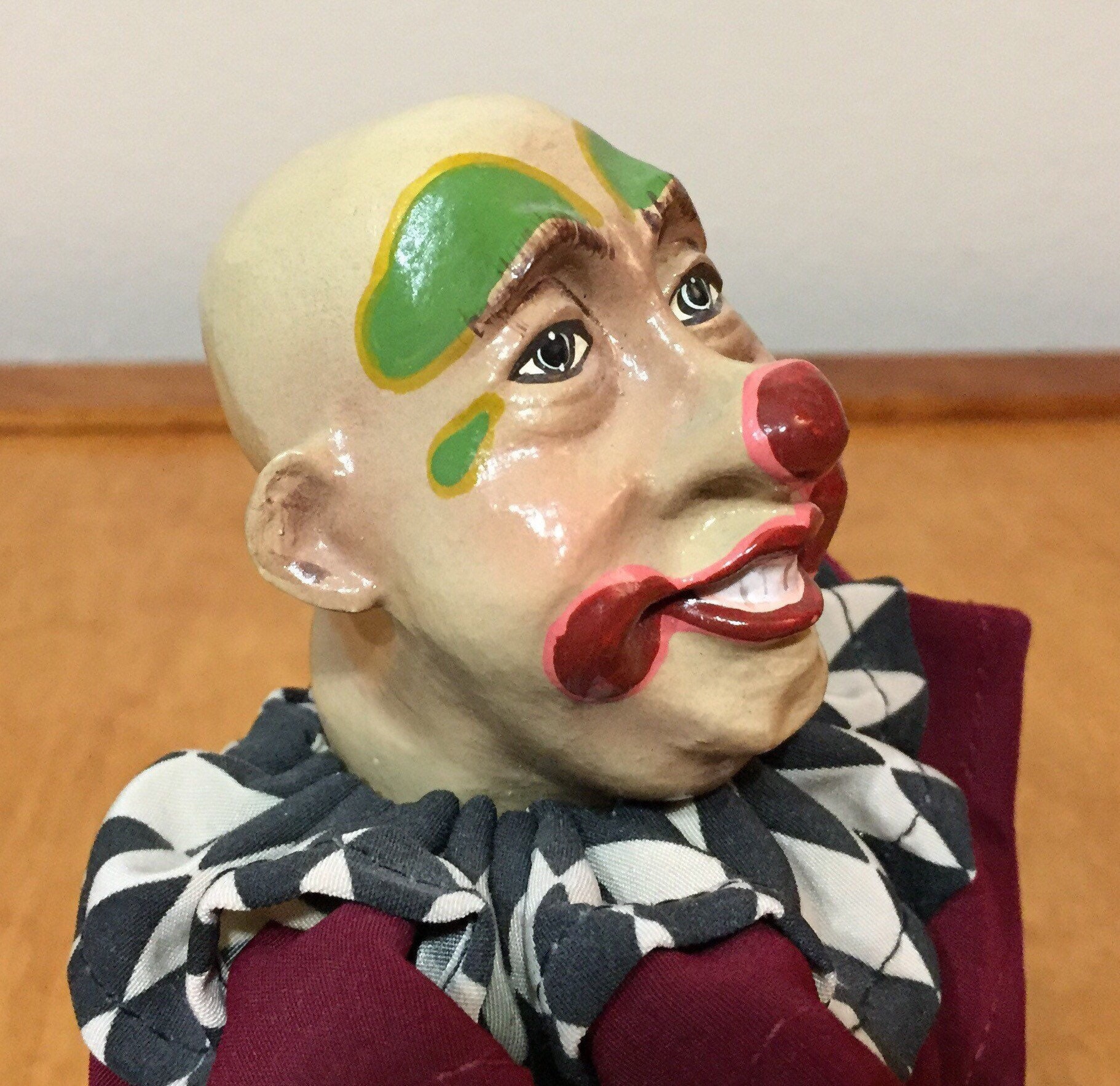 Clown Art Doll Clay Sculptured Clown Face with Cloth Body | Etsy