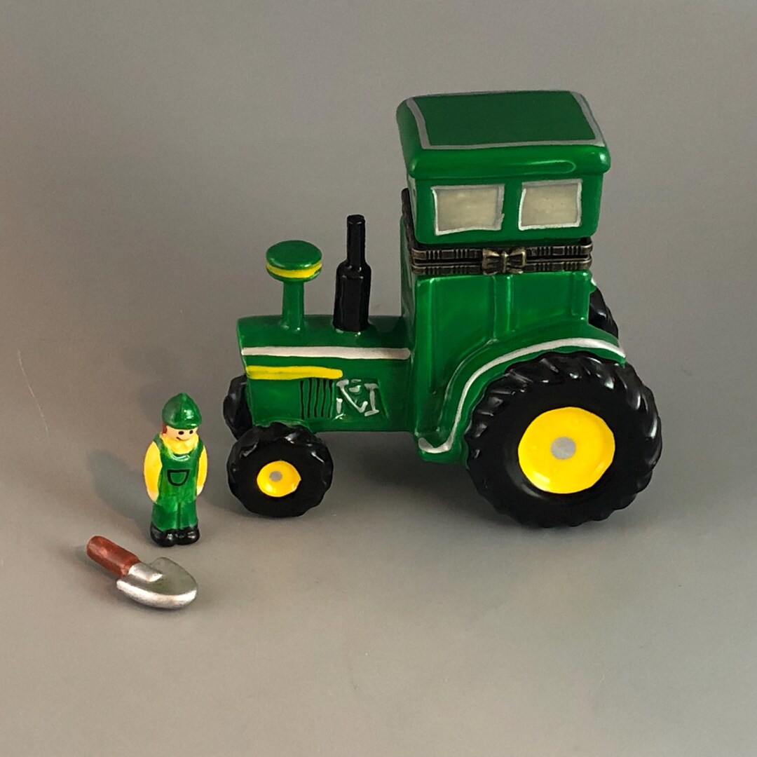 Ceramic Tractor Trinket Box With Farmer - Etsy