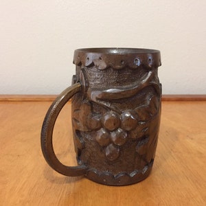 Hand Carved Wood Mug Grapes and Leaves - Etsy