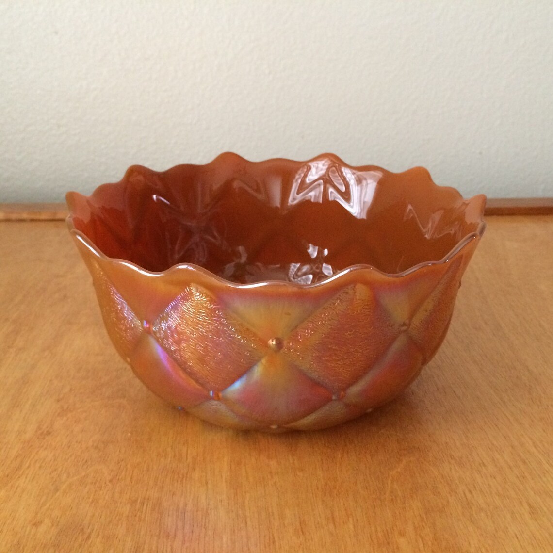 1950's Glass Bowl With Diamond Pattern Brown Lustreware - Etsy