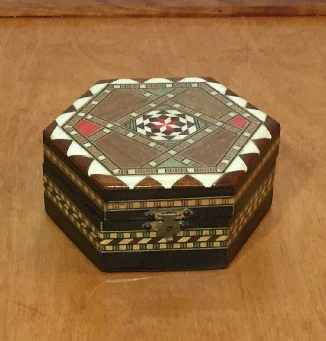 Inlay Wood Box Octagon Shape From Spain - Etsy