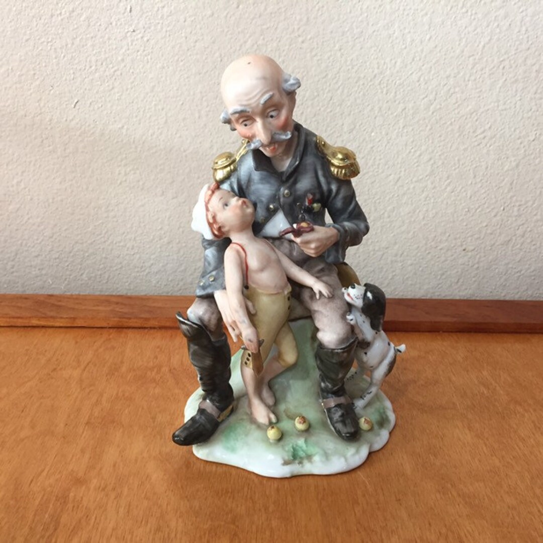Grandpa and Grandson Porcelain Figurine - Etsy