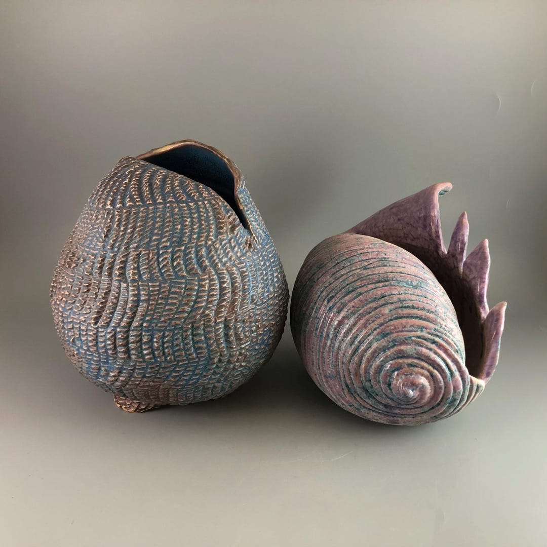 Sculpture Sea Shell and Sea Urchin Pottery Art by Mandy Dominic - Set ...