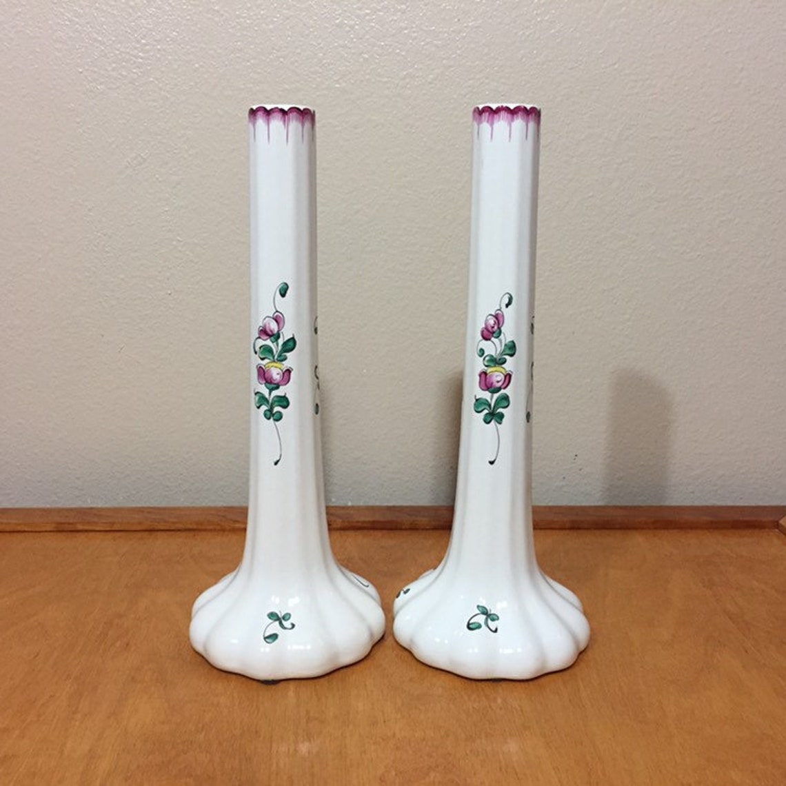Hand Painted French Sister Vases Height is 12 Hand - Etsy