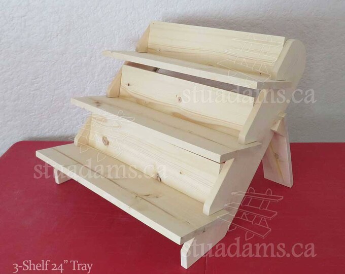 3-tier Slanted Display Rack, Wooden Countertop Rack, Product Display ...