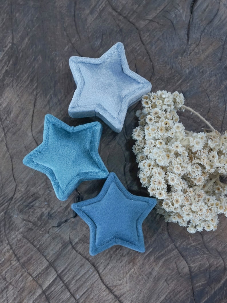 Velvet Star Ring Box in Warm Blue - Etsy