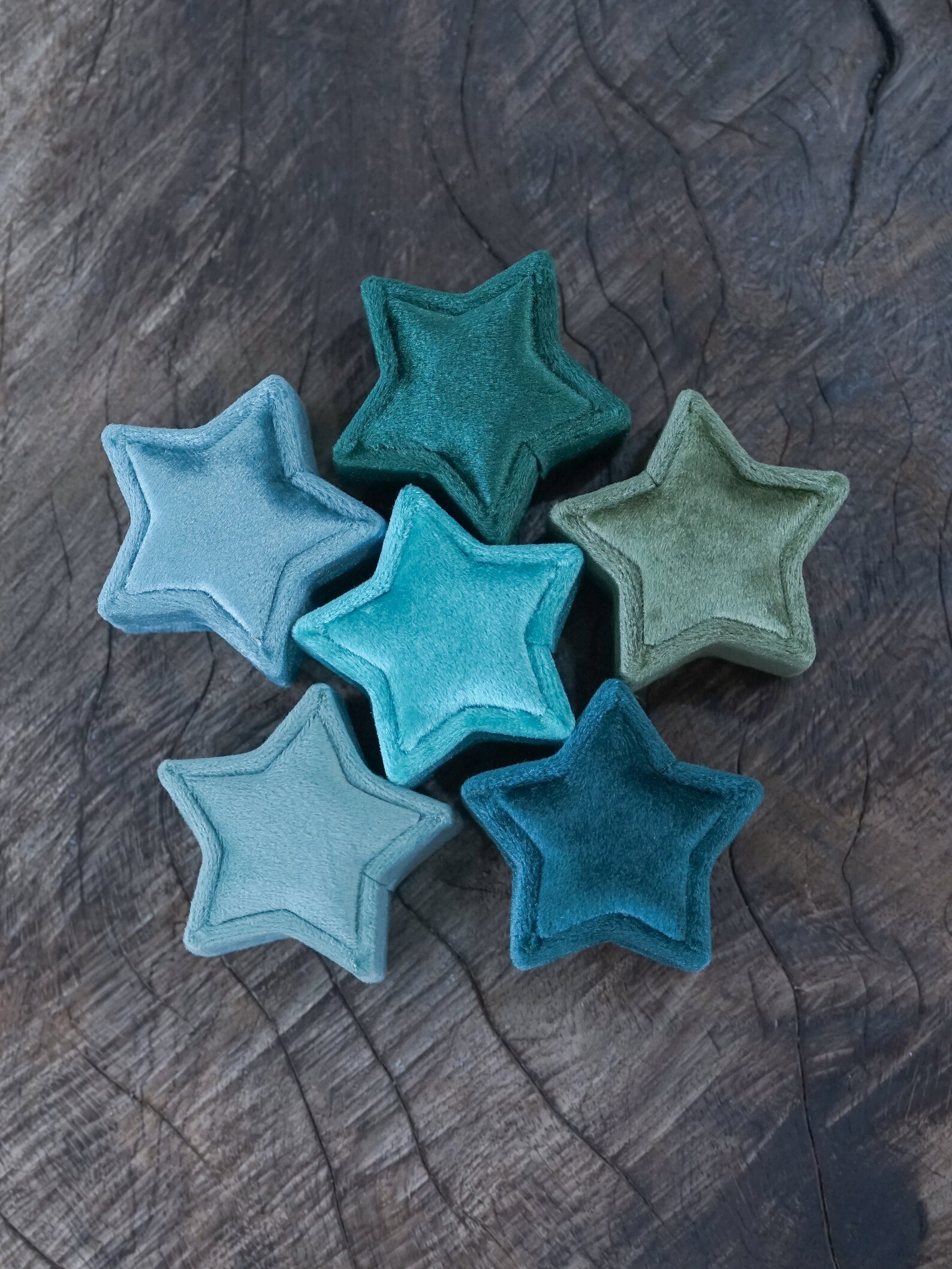 Velvet Star Ring Box in Warm Blue - Etsy