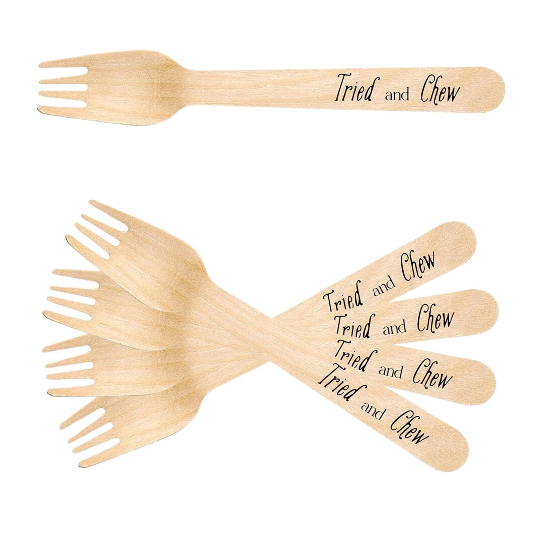 6.25" Customizable Wooden Forks | Custom Engraved, Disposable & Eco ...