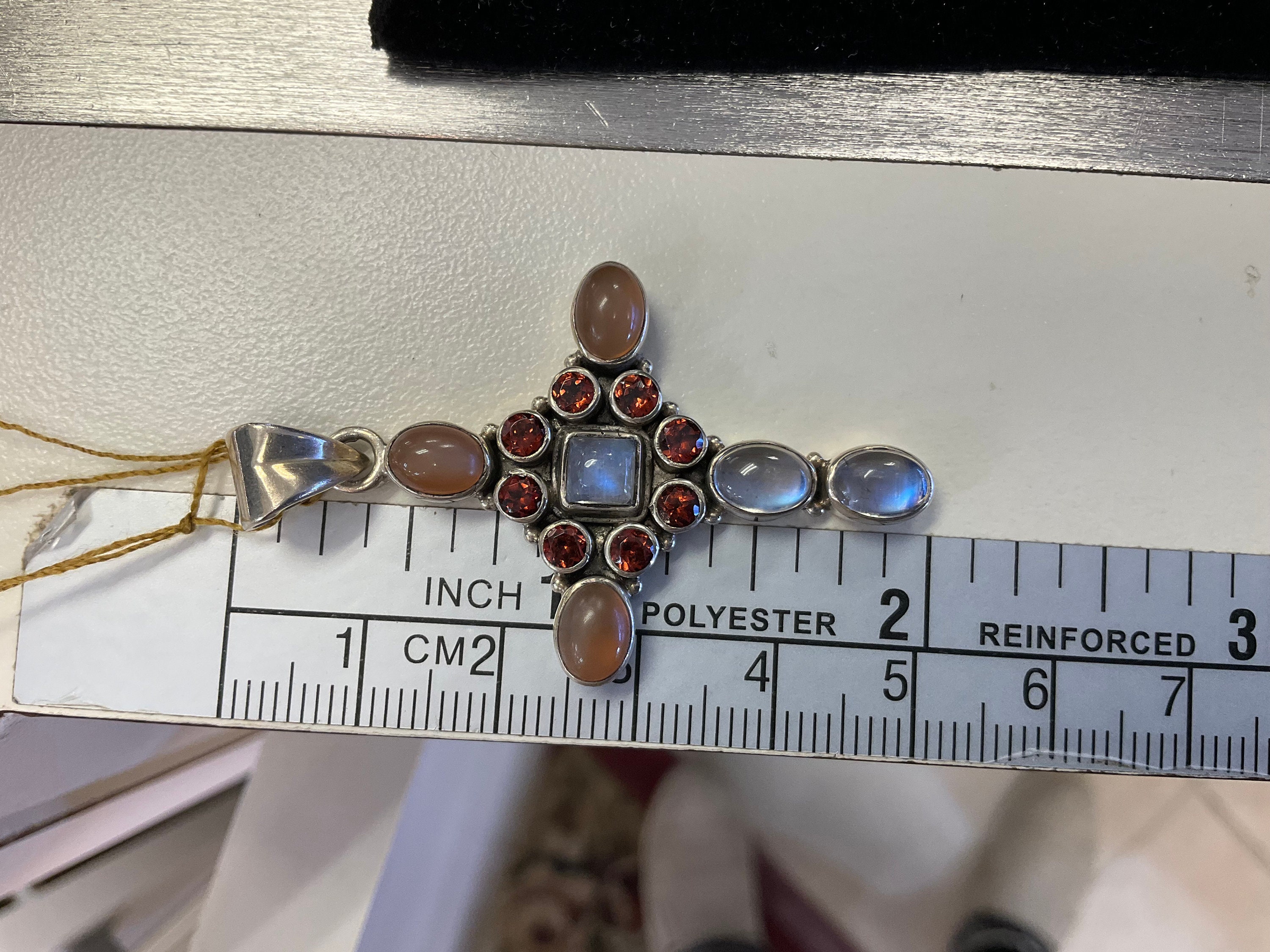Beautiful 925 Nicky Butler Moonstone and Garnet Cross Pendant - Etsy