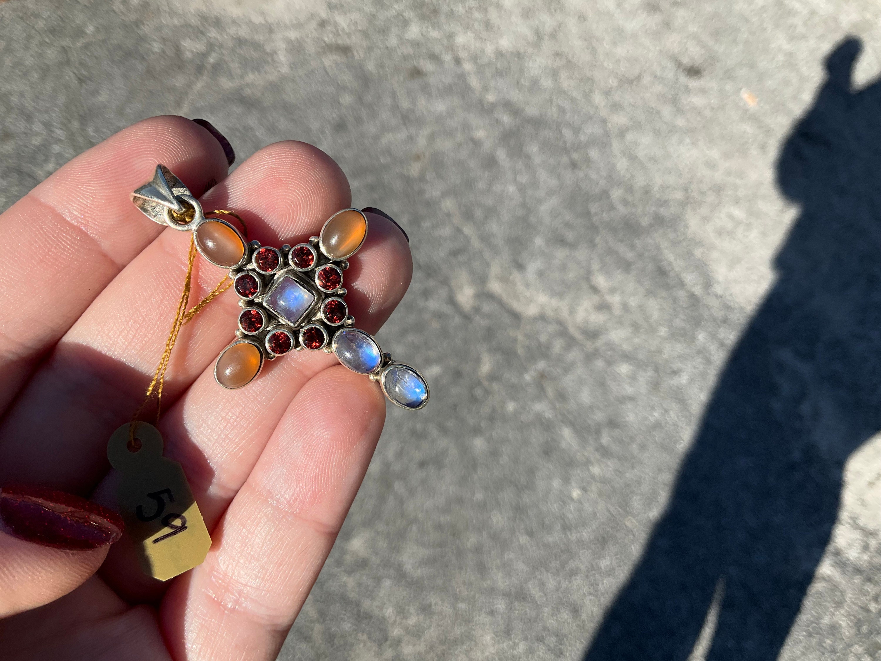 Beautiful 925 Nicky Butler Moonstone and Garnet Cross Pendant - Etsy