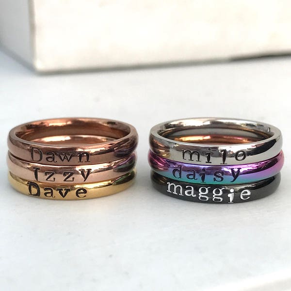 Stackable Name Rings - Etsy