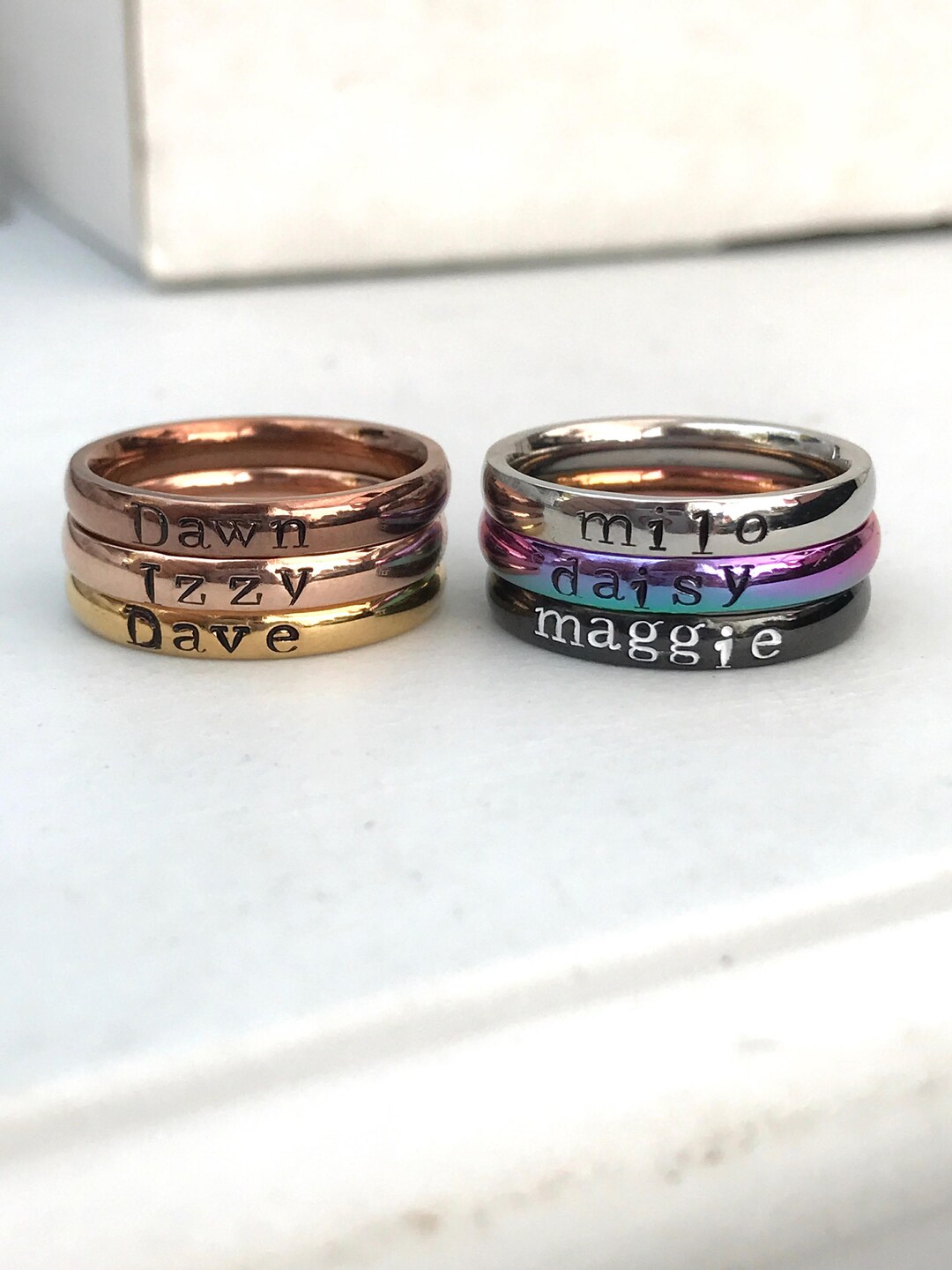 Stacking Name Rings Dainty Name Ring Name Rings Stackable - Etsy