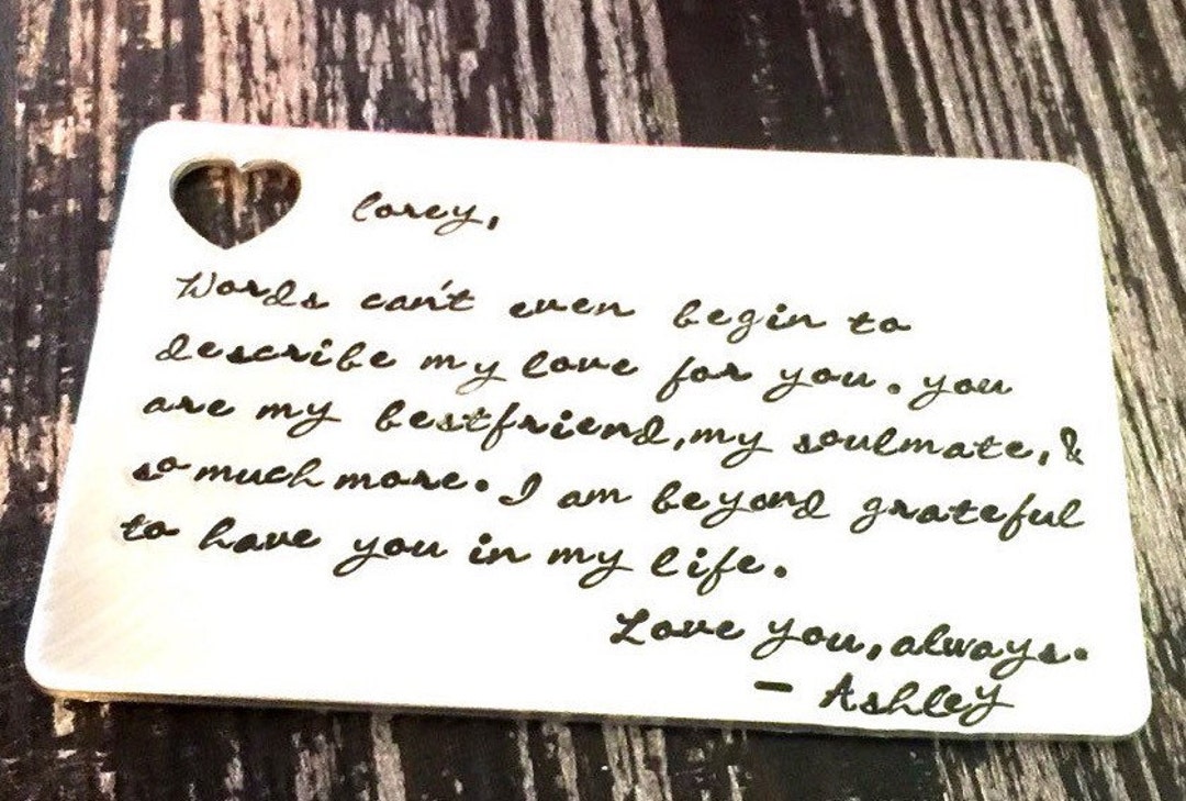 Personalized Letter-note-hand Stamped Personalized Wallet Insert ...
