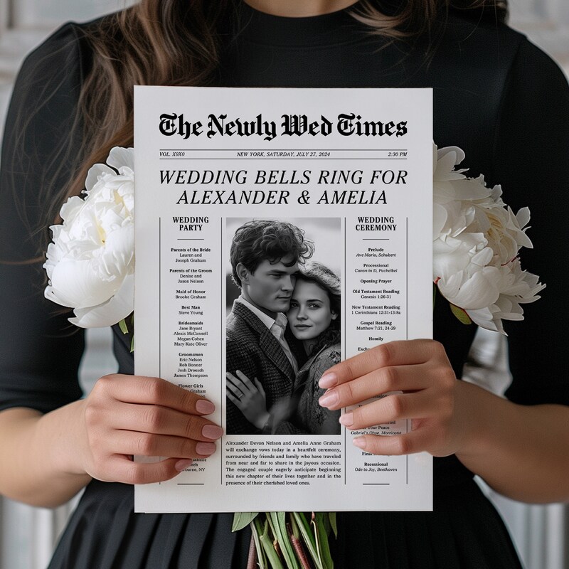 Newspaper Wedding Program - Etsy