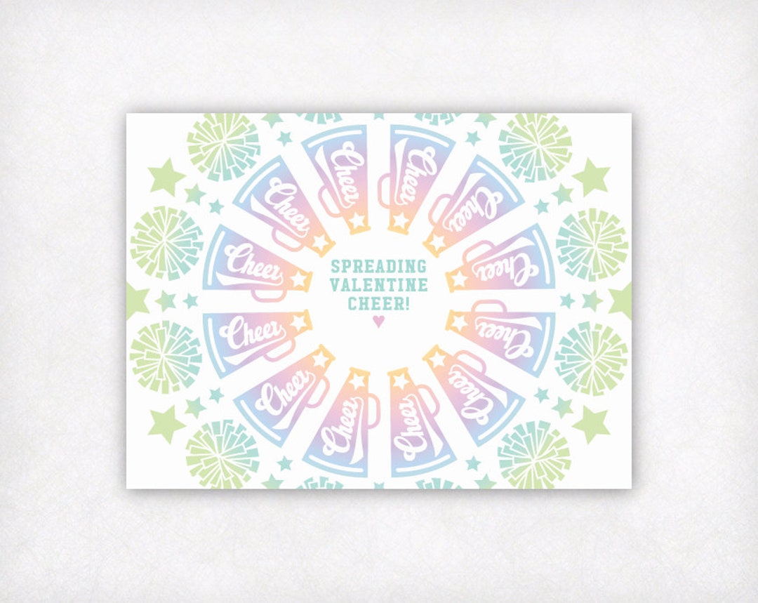 PRINTABLE Cheerleading Girls Valentines Cards, Cheer Valentines Day ...