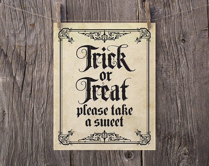 PRINTABLE Halloween Sign Trick or Treat Please Take a Sweet | Etsy