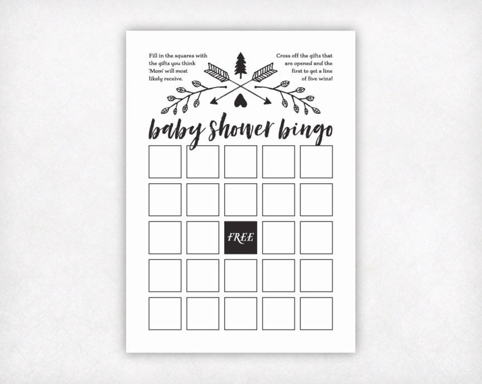PRINTABLE Baby Shower Games Baby Shower Bingo Game Card | Etsy