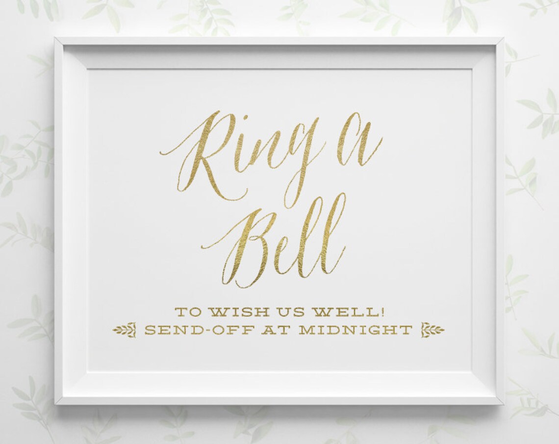 PRINTABLE Ring a Bell Send-off Sign Faux Gold Wedding Bell | Etsy