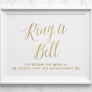 PRINTABLE Ring a Bell Send-off Sign, Faux Gold Wedding Bell Sendoff ...