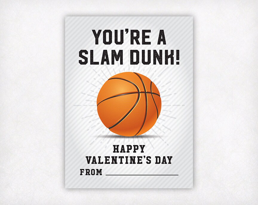 PRINTABLE Basketball Valentine's Day Card Sports | Etsy