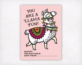 PRINTABLE Llama Valentine Card for Kids Personalized You Are | Etsy