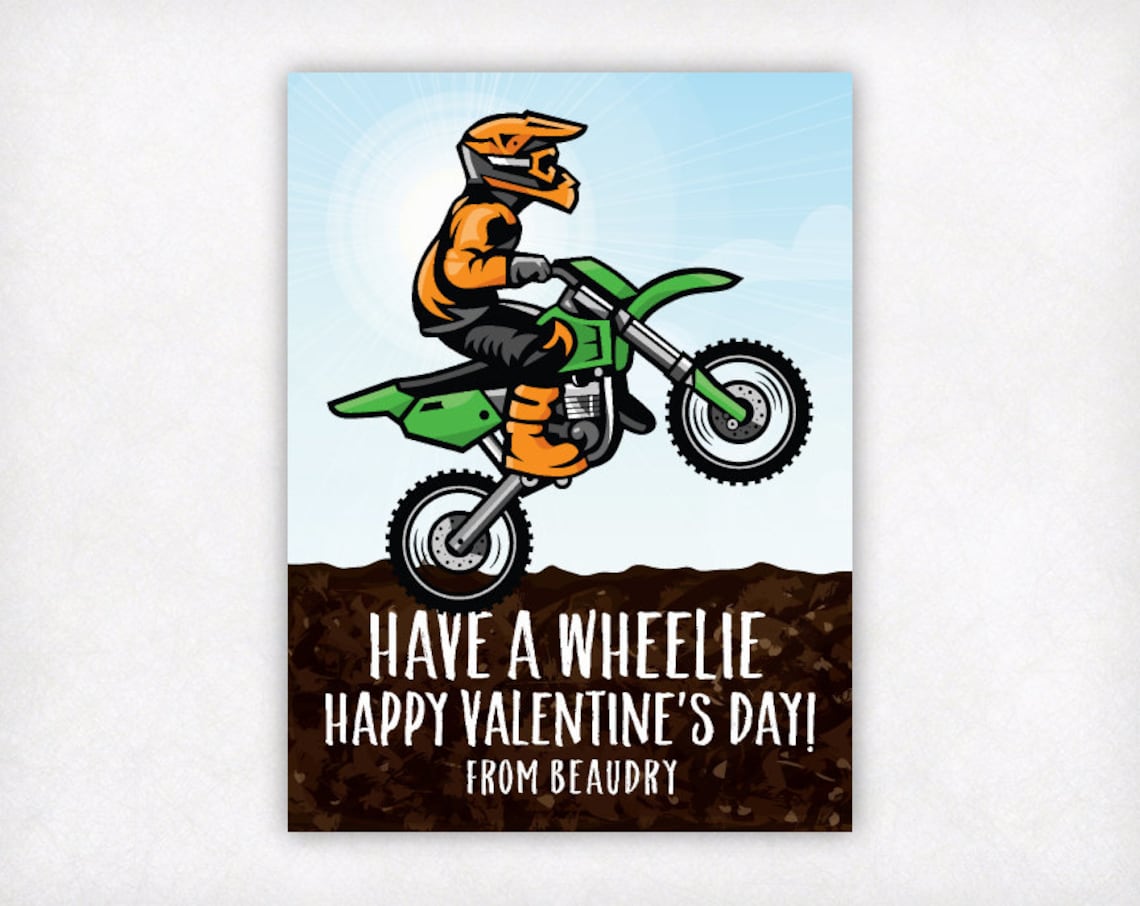 PRINTABLE Dirt Bike Valentines Card Kids Personalized - Etsy
