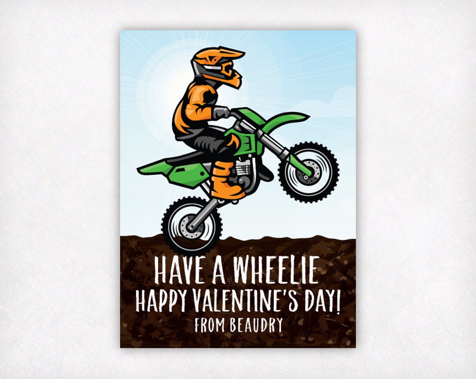 PRINTABLE Dirt Bike Valentines Card Kids, Personalized Valentines Day ...