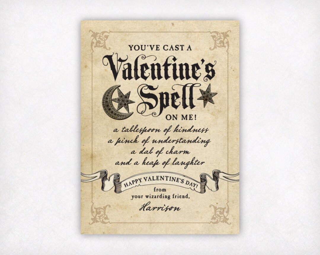 PRINTABLE Wizard Valentines Day Cards for Kids, Personalized Boys or ...
