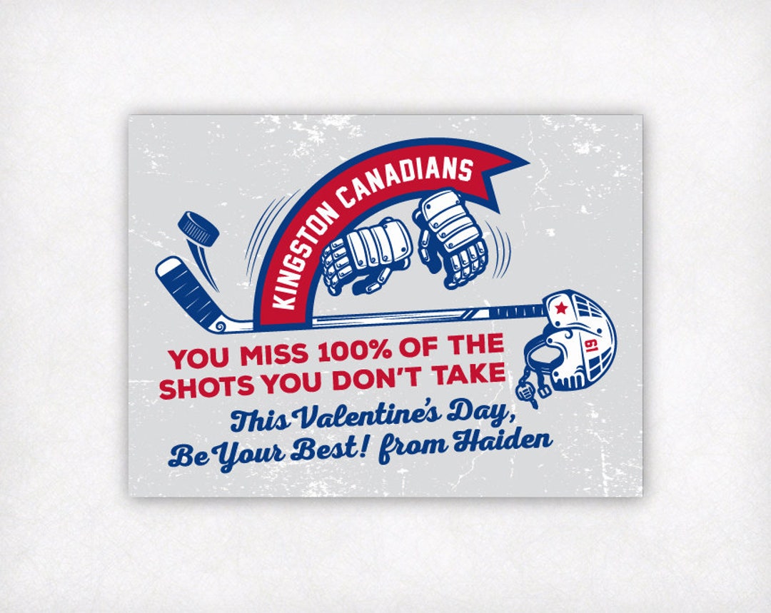 PRINTABLE Valentines Day Cards for Kids, Team Hockey Blue and Red ...