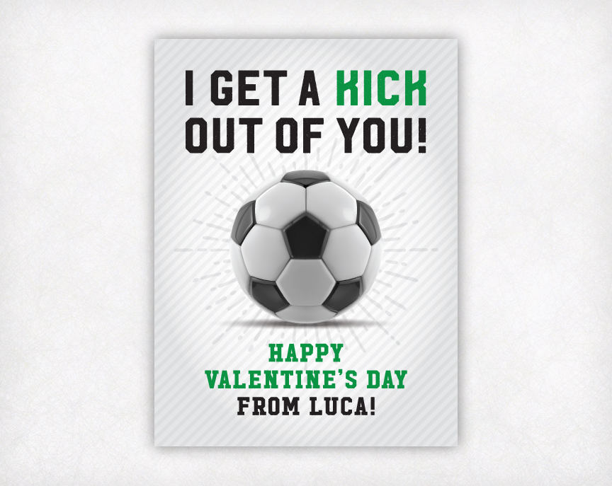 PRINTABLE Valentines for Kids, Personalized Soccer Valentine's Day Card ...