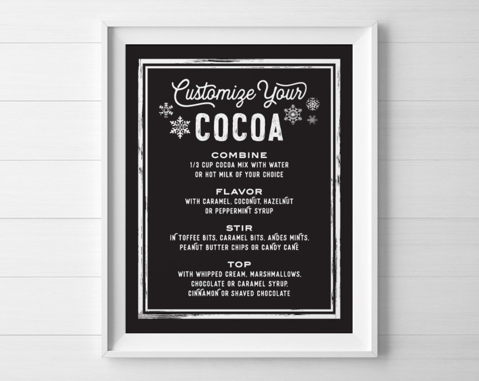 PRINTABLE Cocoa Bar Sign Customize Your Cocoa Drink Menu Hot - Etsy