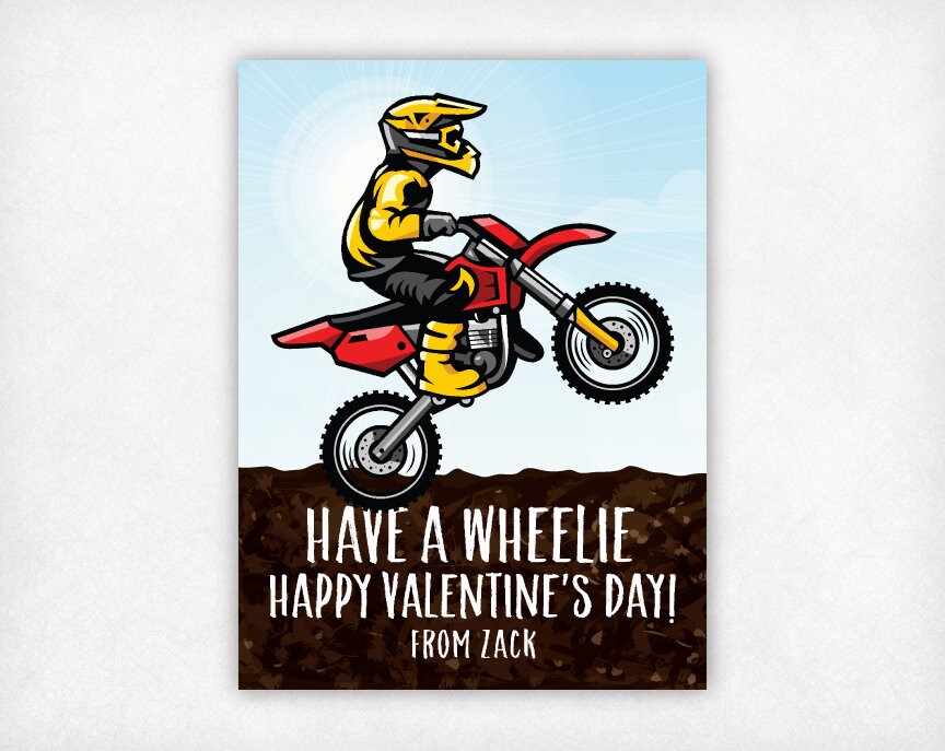PRINTABLE Dirt Bike Valentines Card Kids, Personalized Valentines Day ...