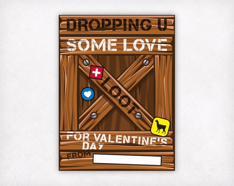 PRINTABLE Loot Drop Valentine's Day Cards for Kids, Video Game Dropping ...