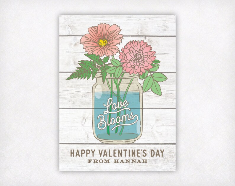 PRINTABLE Mason Jar Valentine's Day Cards for Girls - Etsy