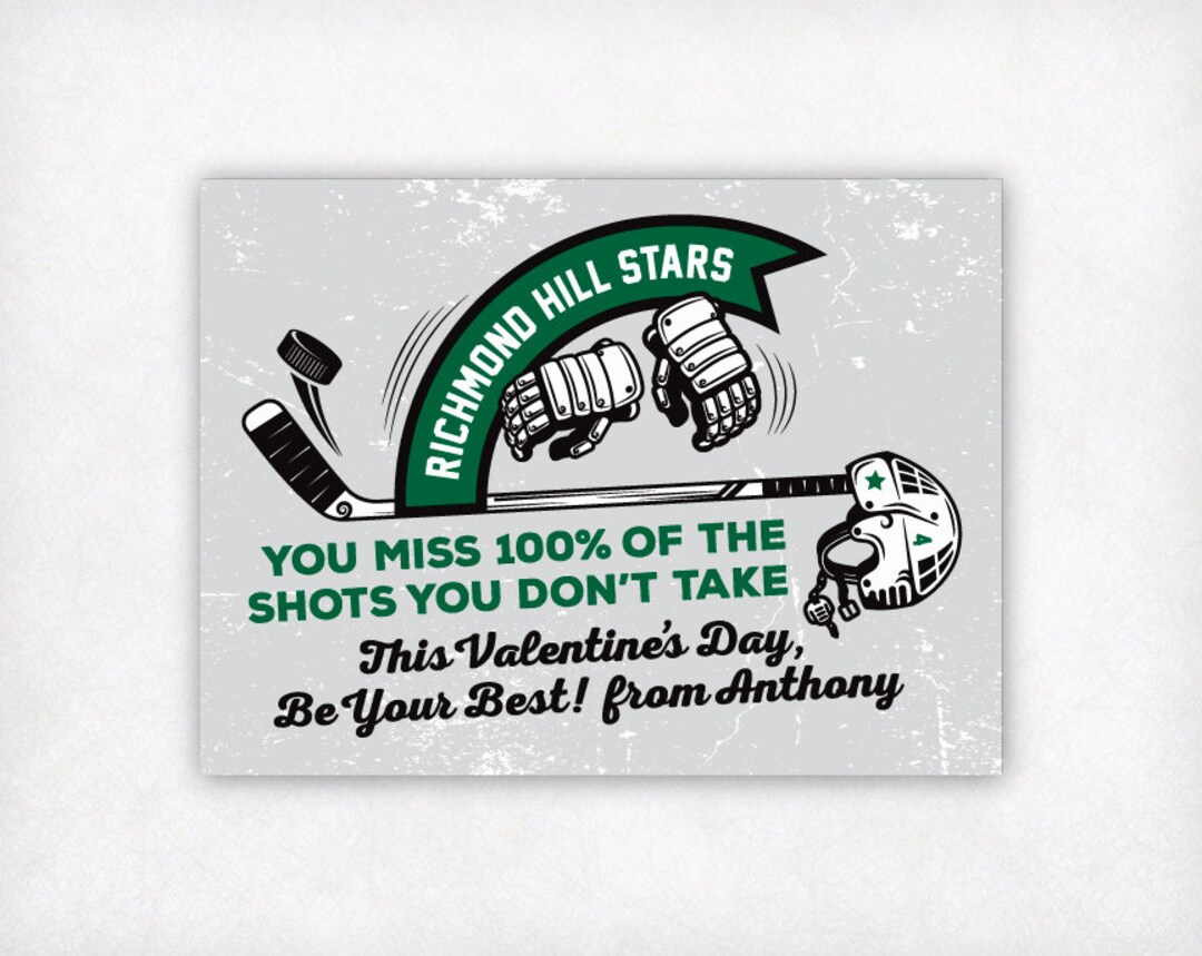 PRINTABLE Hockey Team Valentine's Day Cards for Kids, Green and Black ...