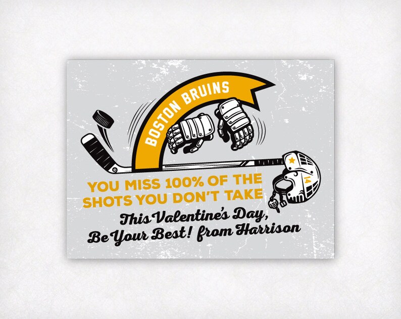 PRINTABLE Hockey Team Valentines Day Cards for Kids Black and - Etsy