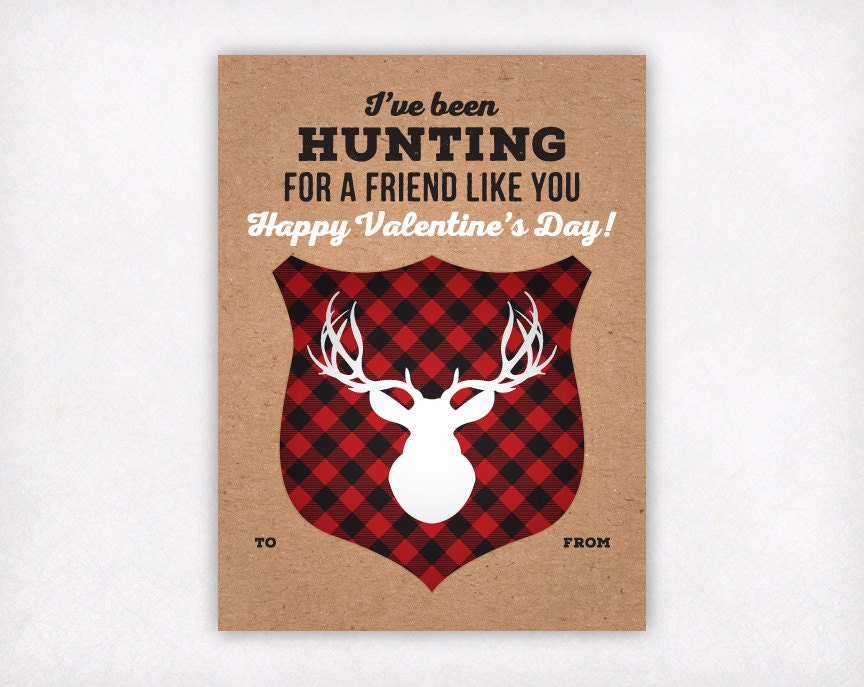 PRINTABLE Kids Valentine Card, Hunting Valentines Day Cards, Boys ...