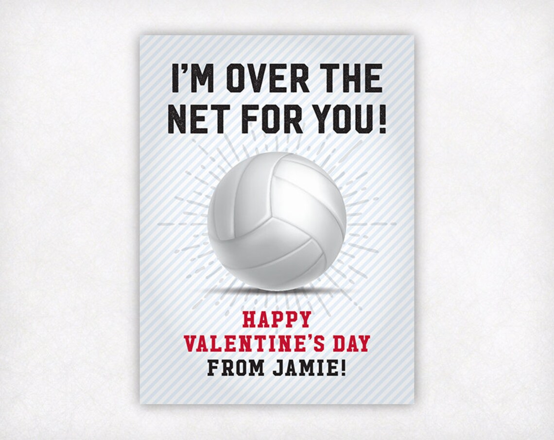 PRINTABLE Volleyball Valentines Cards for Kids Personalized - Etsy