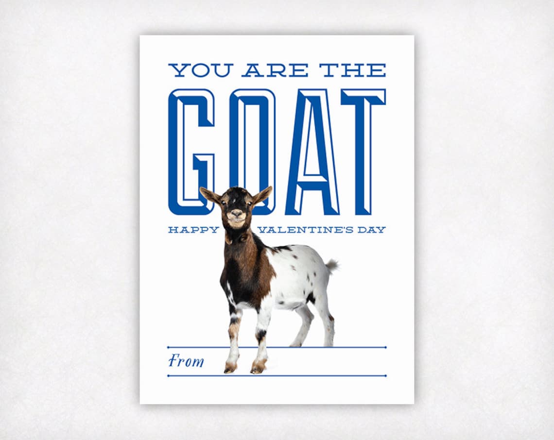 PRINTABLE You Are the GOAT Valentines Cards for Kids Funny - Etsy