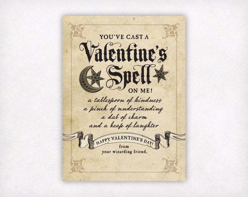 PRINTABLE Kids Valentines, Witch or Wizard Valentines Day Cards ...