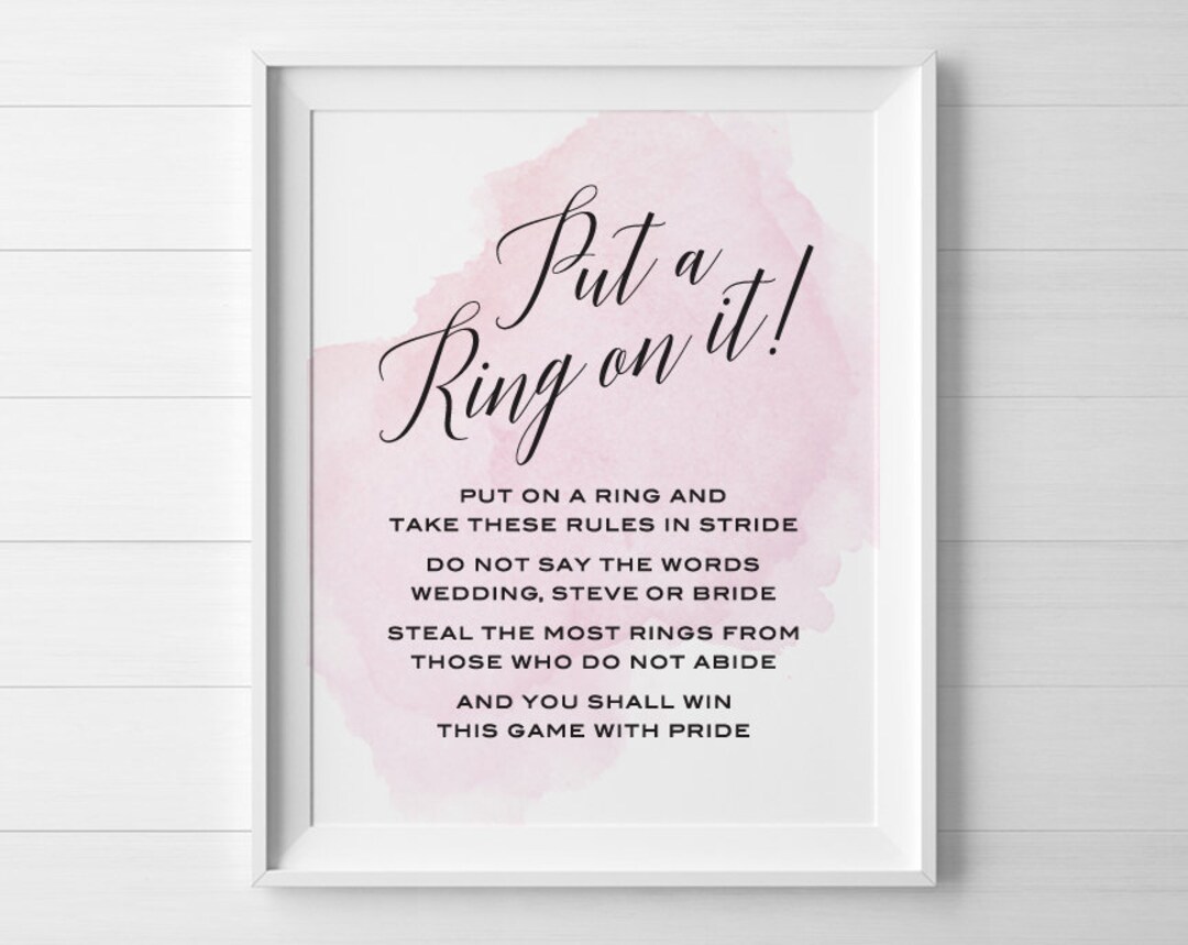 PRINTABLE Bridal Shower Games Sign, Put a Ring on It Ring Game Sign ...