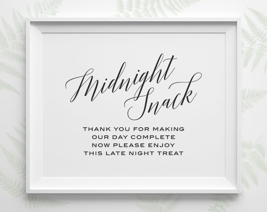 PRINTABLE Wedding Signs, Modern Midnight Snack Sign, Dessert Table Sign ...