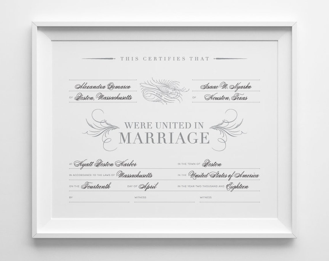 Custom Marriage Certificate Personalized Wedding Keepsake - Etsy