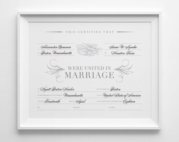 Custom Marriage Certificate Personalized Wedding Keepsake - Etsy