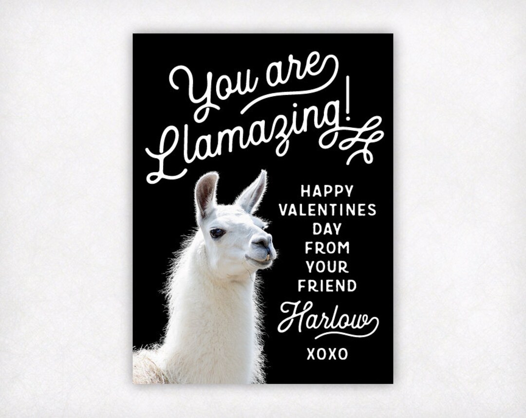 PRINTABLE Llama Valentine Card for Kids, Personalized You Are Llamazing ...
