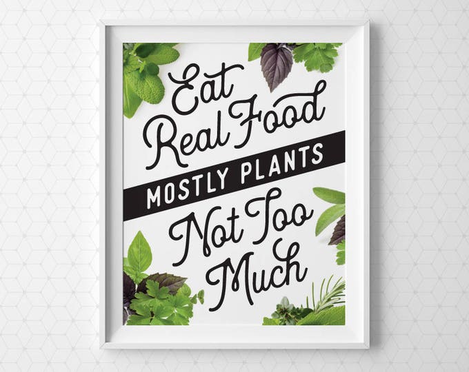 Eat Food Not Too Much Mostly Plants Healthy Food Quote - Etsy